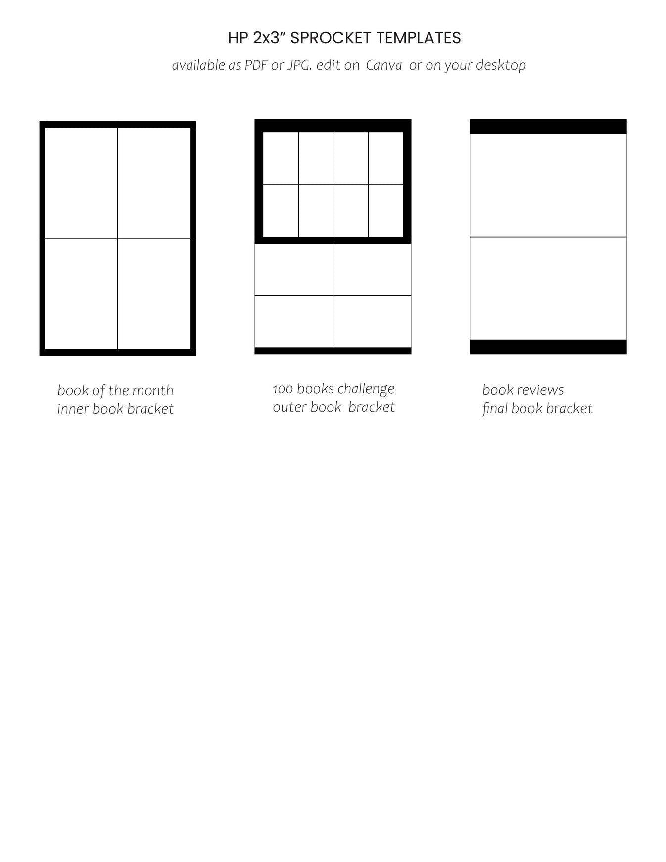 HP 2x3" Sprocket Templates for Book Journals – Linda Tong Planners LLC